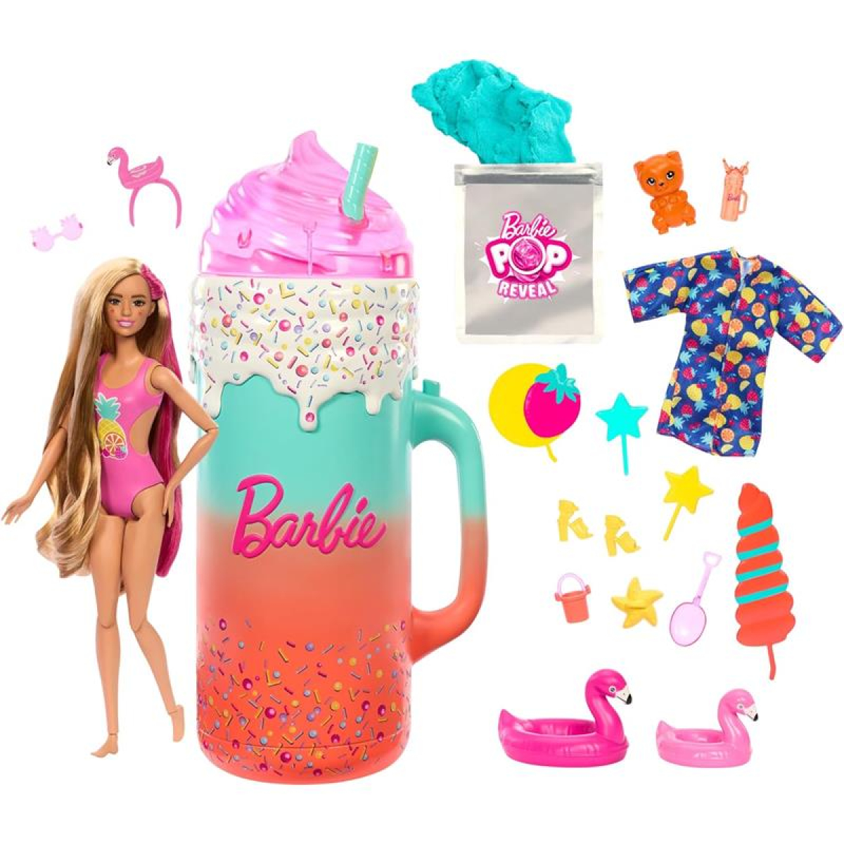 Barbie Pop Reveal frutas smoothie tropical